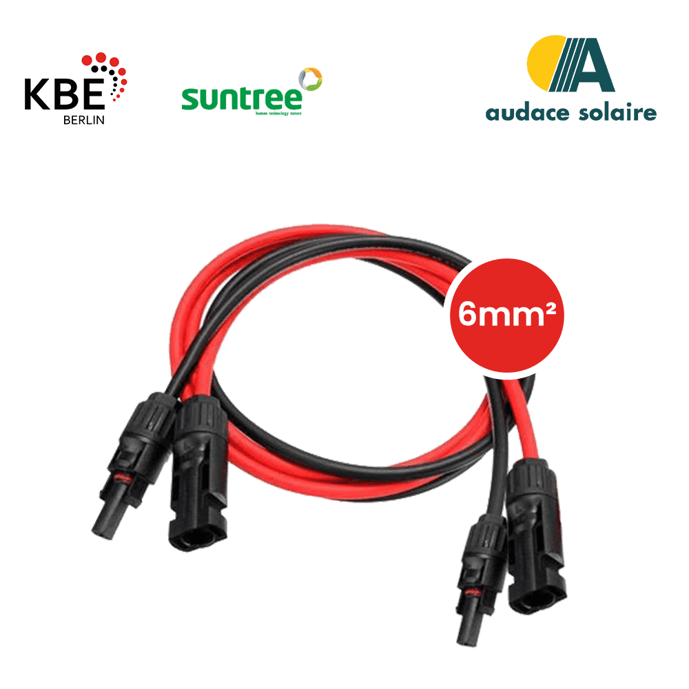 2 x Lot de 5 mètres de câble électrique solaire KBE de 6 mm2 (liaison ...